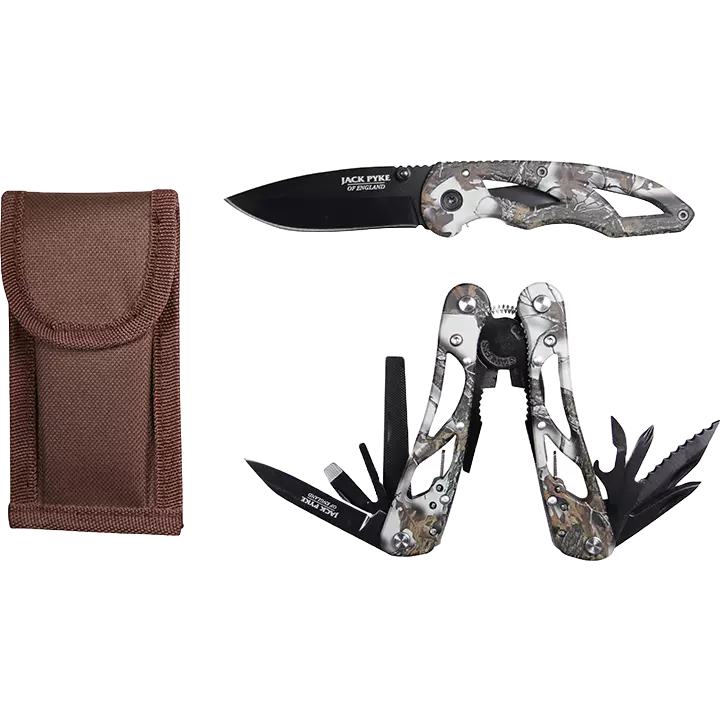 Jack Pyke Camo Multi-Tool Folding Locking Knife | 13-in-1 Tool