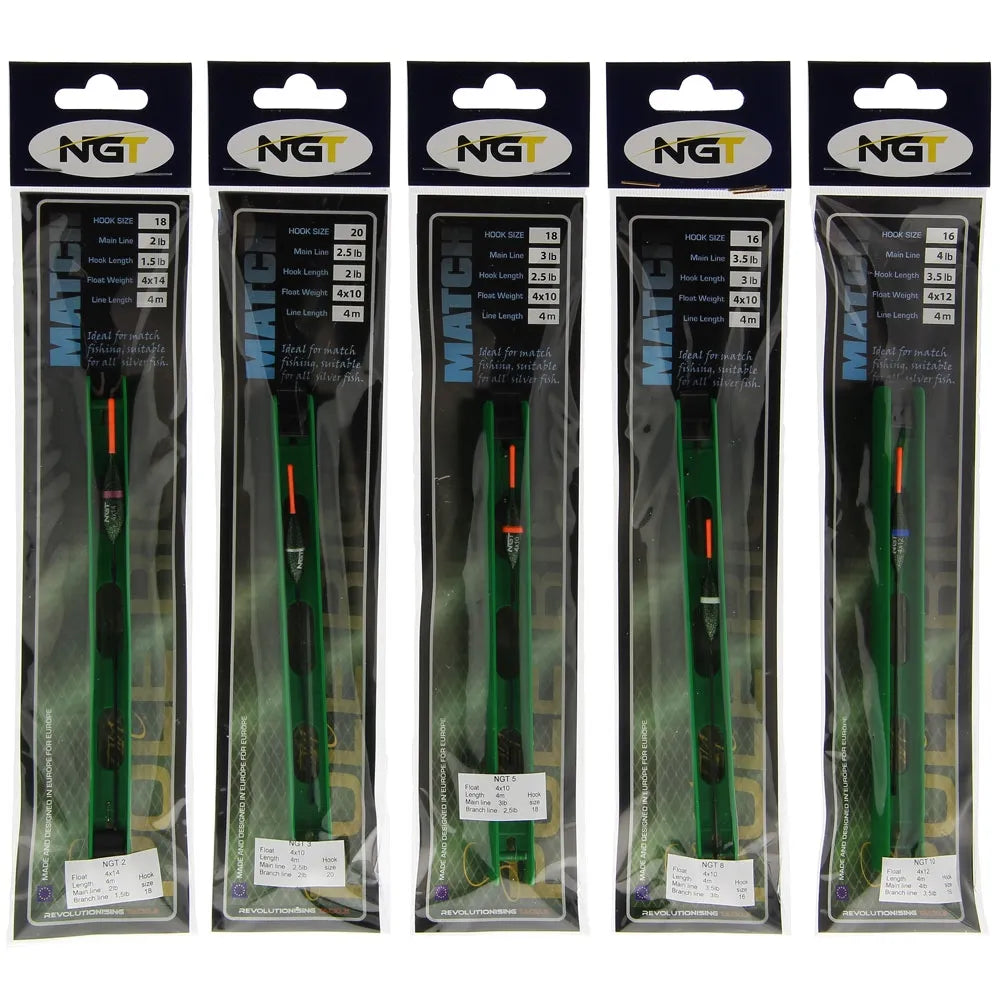 NGT Pole Rigs Match - 10 Pack Assorted Match Specific Pole Rigs